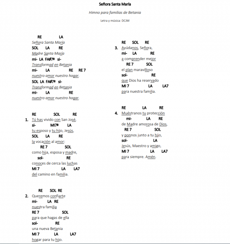 Himno de Familias de Betania – Familias de Betania